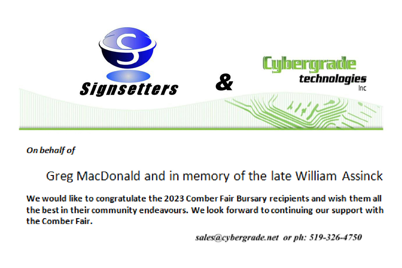 2023 Bursary | Comber Agricultural Society – The Comber Fair